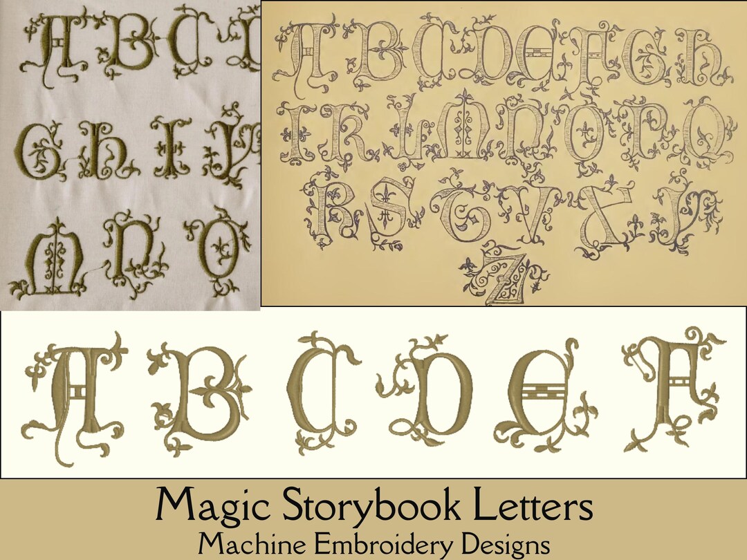 Storybook Fairytale Font. Edwardian Embroidery Lettering. Historical ...