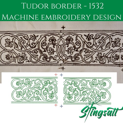 Tudor Machine Embroidery Design. Continuous Border Design. - Etsy