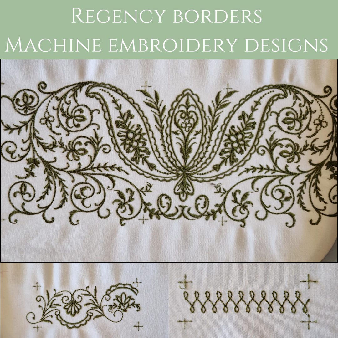 Regency Machine Embroidery Design. Continuous Border Designs. 19th ...