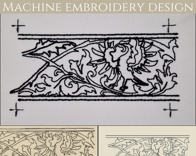 Tudor Machine Embroidery Design. Continuous Border Design. Medieval ...
