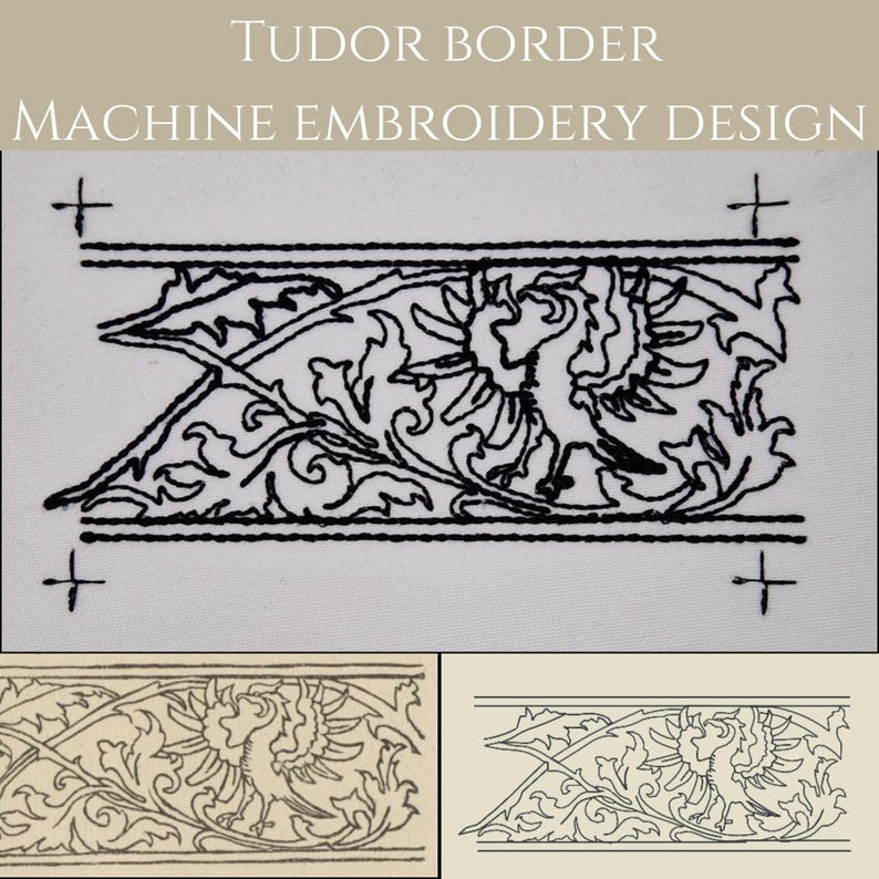 Tudor Machine Embroidery Design. Continuous Border Design. Medieval ...