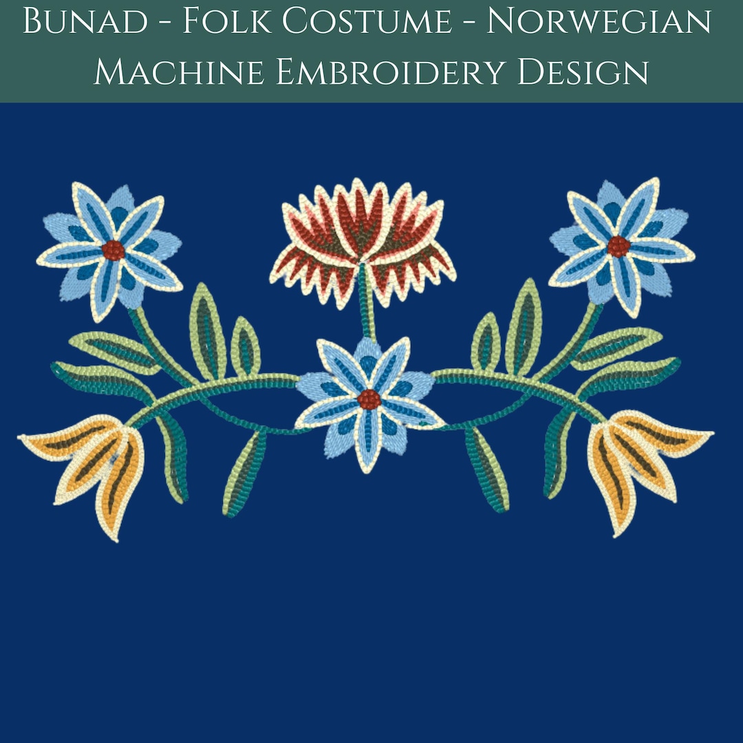 Bunad Embroidery Design - Folk Costume From Norway and Scandinavia - for Machine Embroidery ...