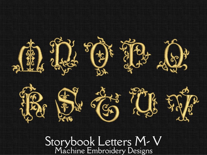 Storybook Fairytale Font. Edwardian Embroidery Lettering. Historical ...