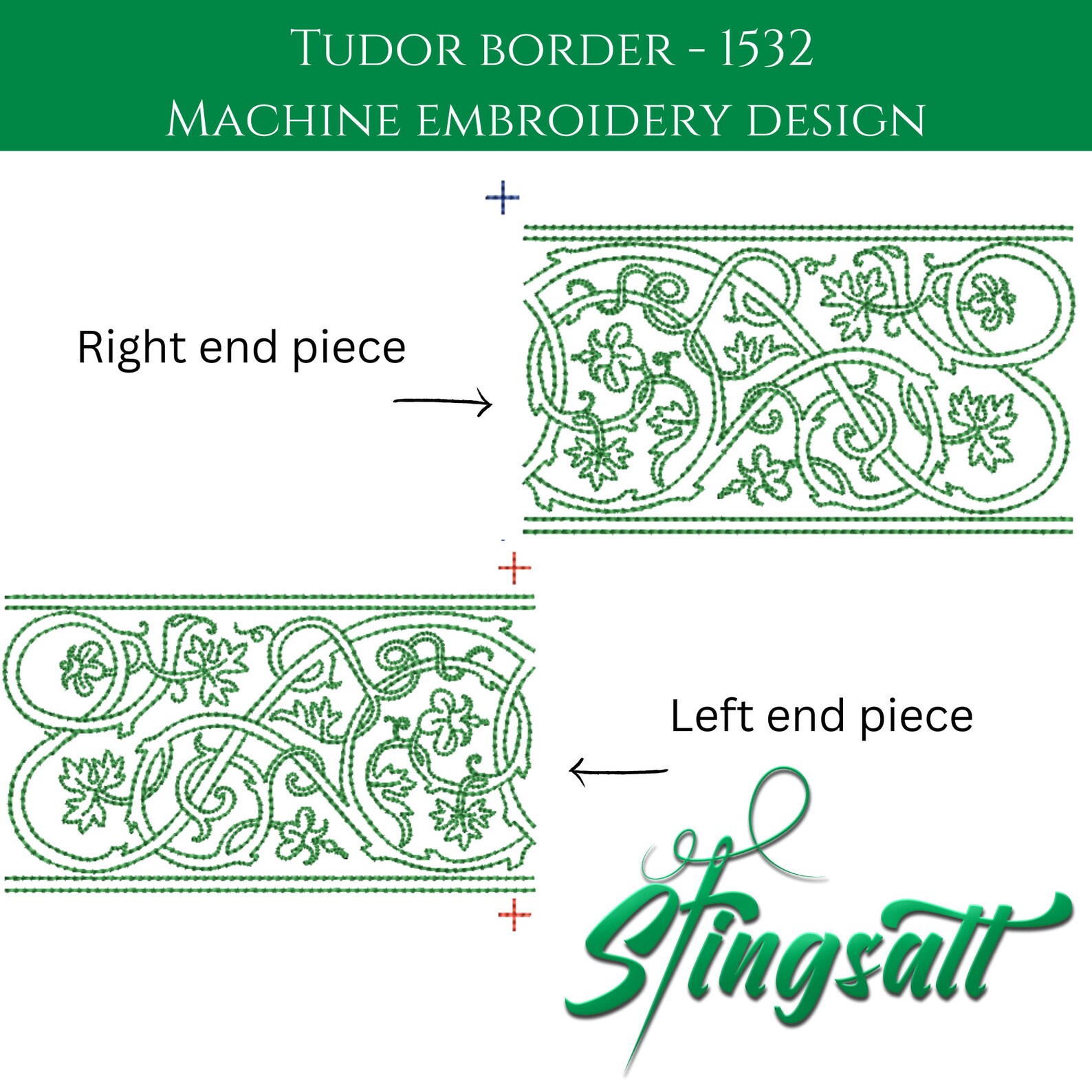 Tudor Machine Embroidery Design. Continuous Border Design. - Etsy