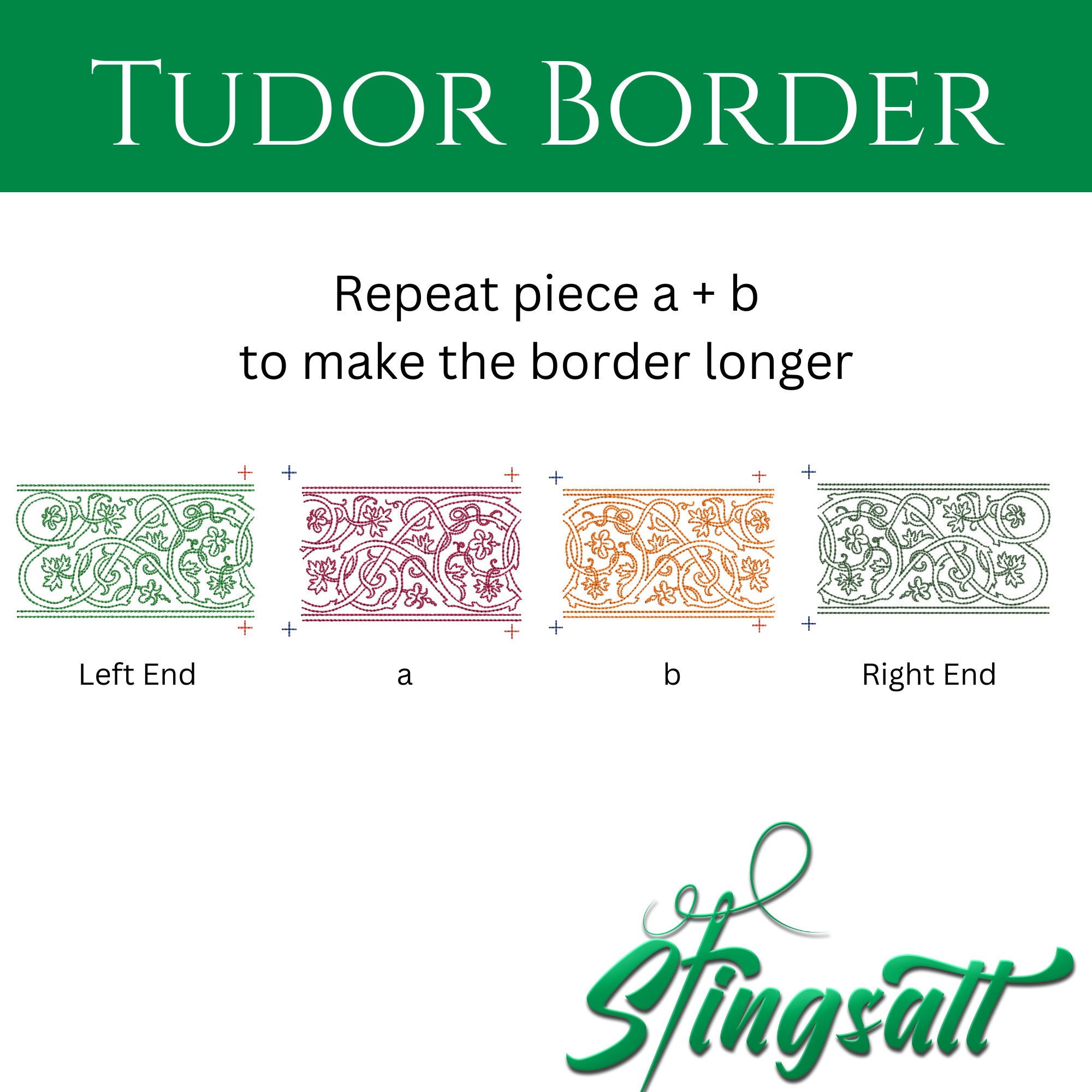 Tudor Machine Embroidery Design. Continuous Border Design. - Etsy