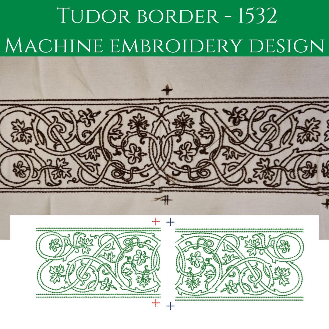 Tudor Machine Embroidery Design. Continuous Border Design. Medieval ...