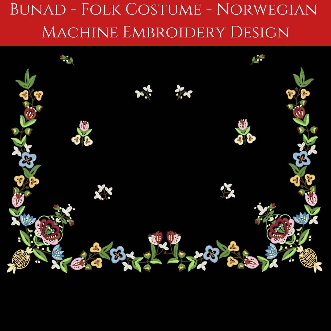 Bunad Machine Embroidery Design - Jelsa Apron Folk Costume From Norway and Scandinavia - 18th ...