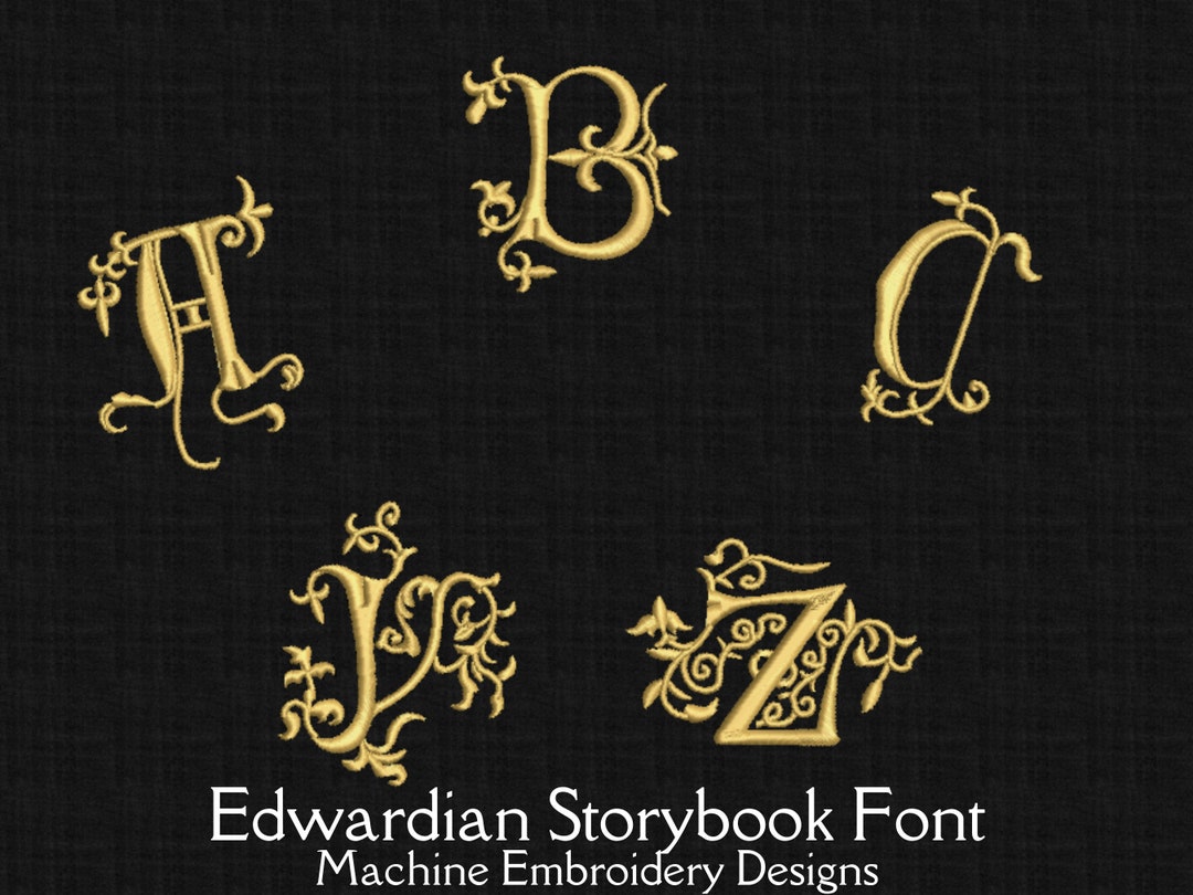 Storybook Fairytale Font. Edwardian Embroidery Lettering. Historical ...