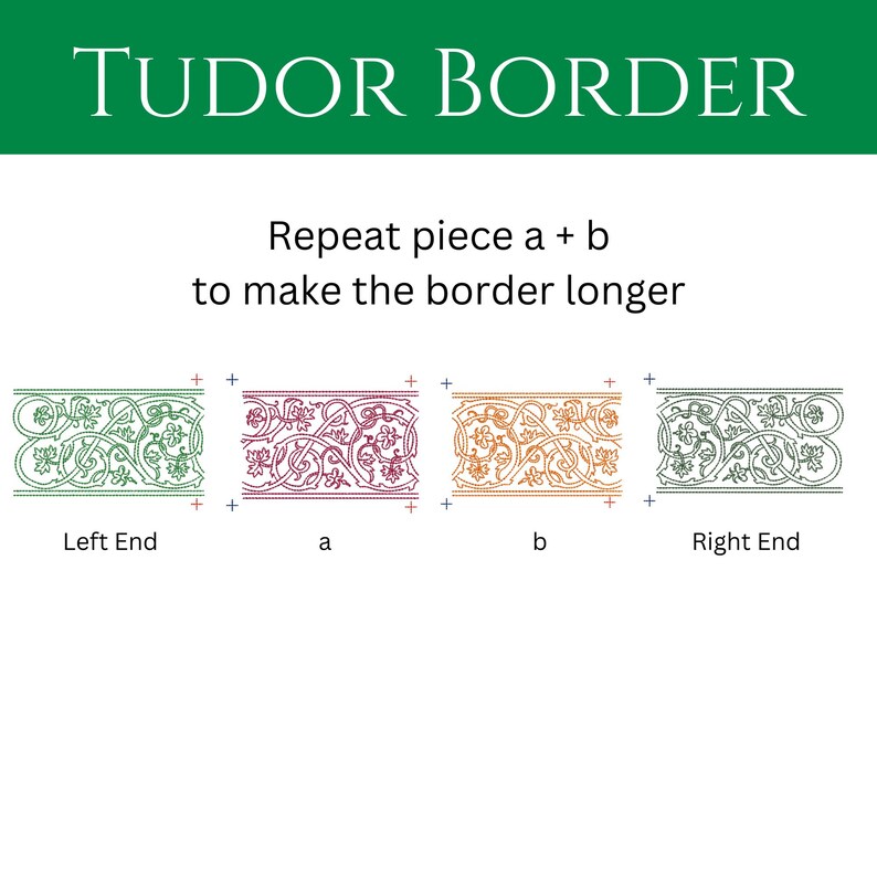 Tudor Machine Embroidery Design. Continuous Border Design. Medieval ...