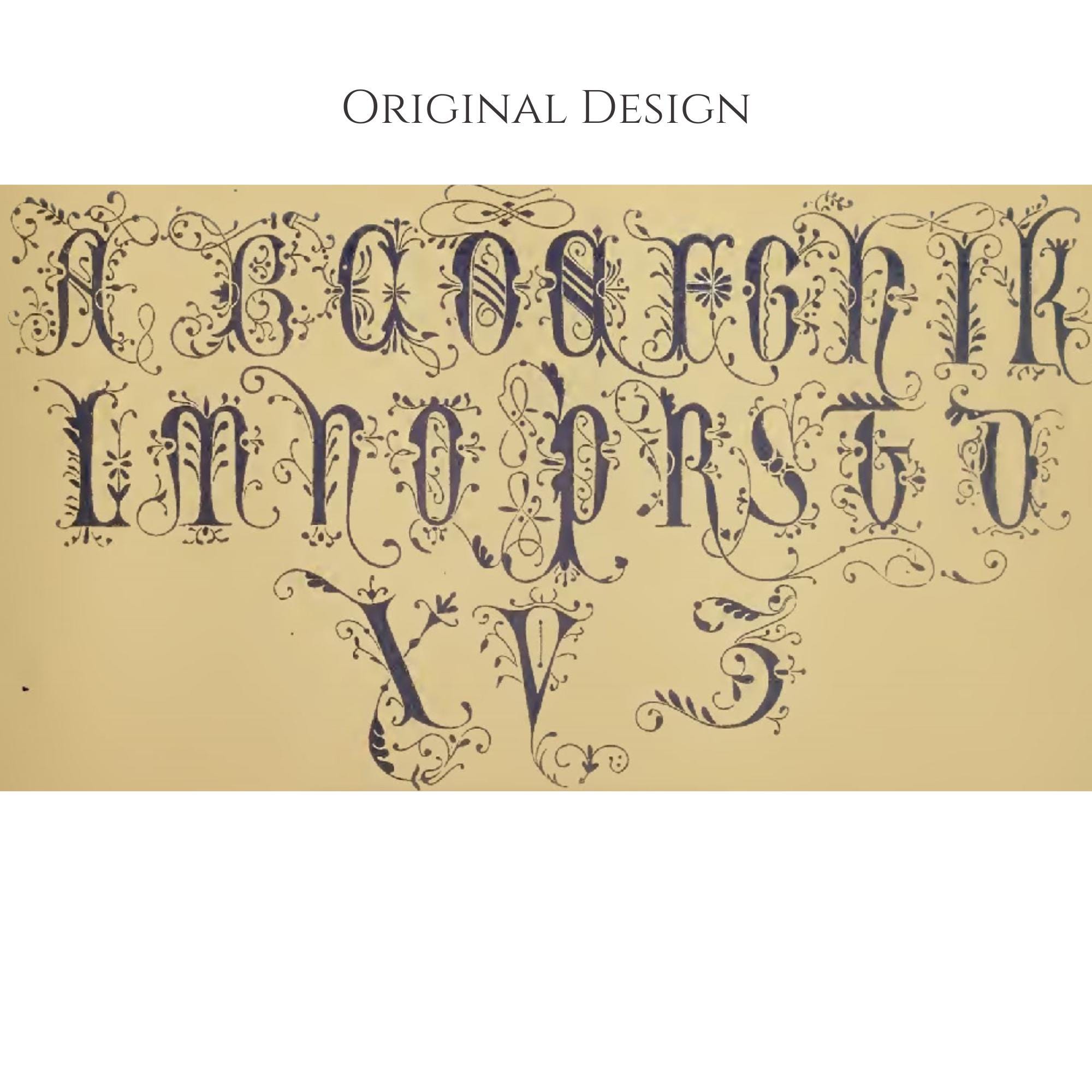Edwardian Embroidery Font. Historical Machine Embroidery for Weddings ...