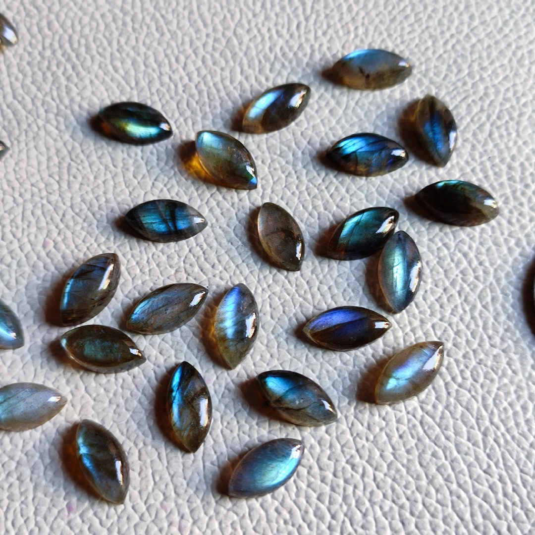 06 Pieces From Lot Smooth Blue Labradorite Beautiful Top Quality Blue ...