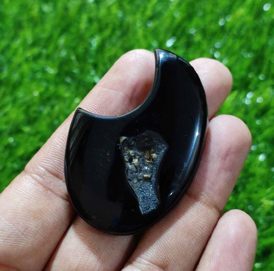 Very Rare Big 93cts Natural Banded Agate Druzy Moon Beautiful Smooth ...