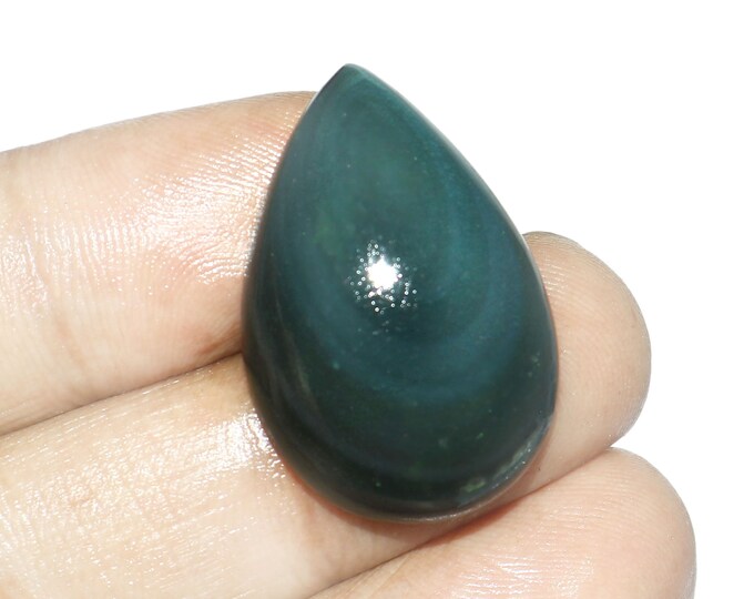 Ring Size Pear Shape Flashy Natural Black Rainbow Obsidian Cabochon ...