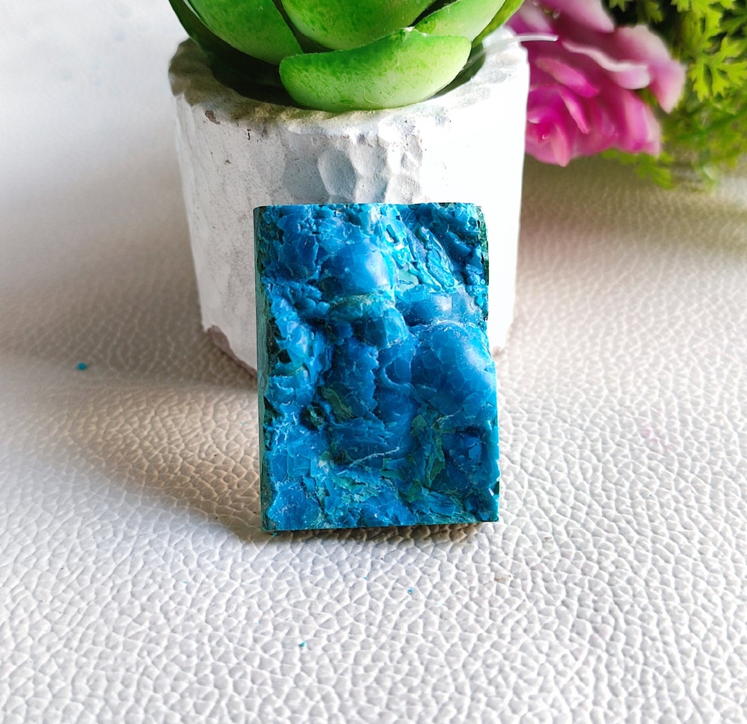 Rectangle Shape Natural Earth Minded Chrysocolla Malachite Druzy ...