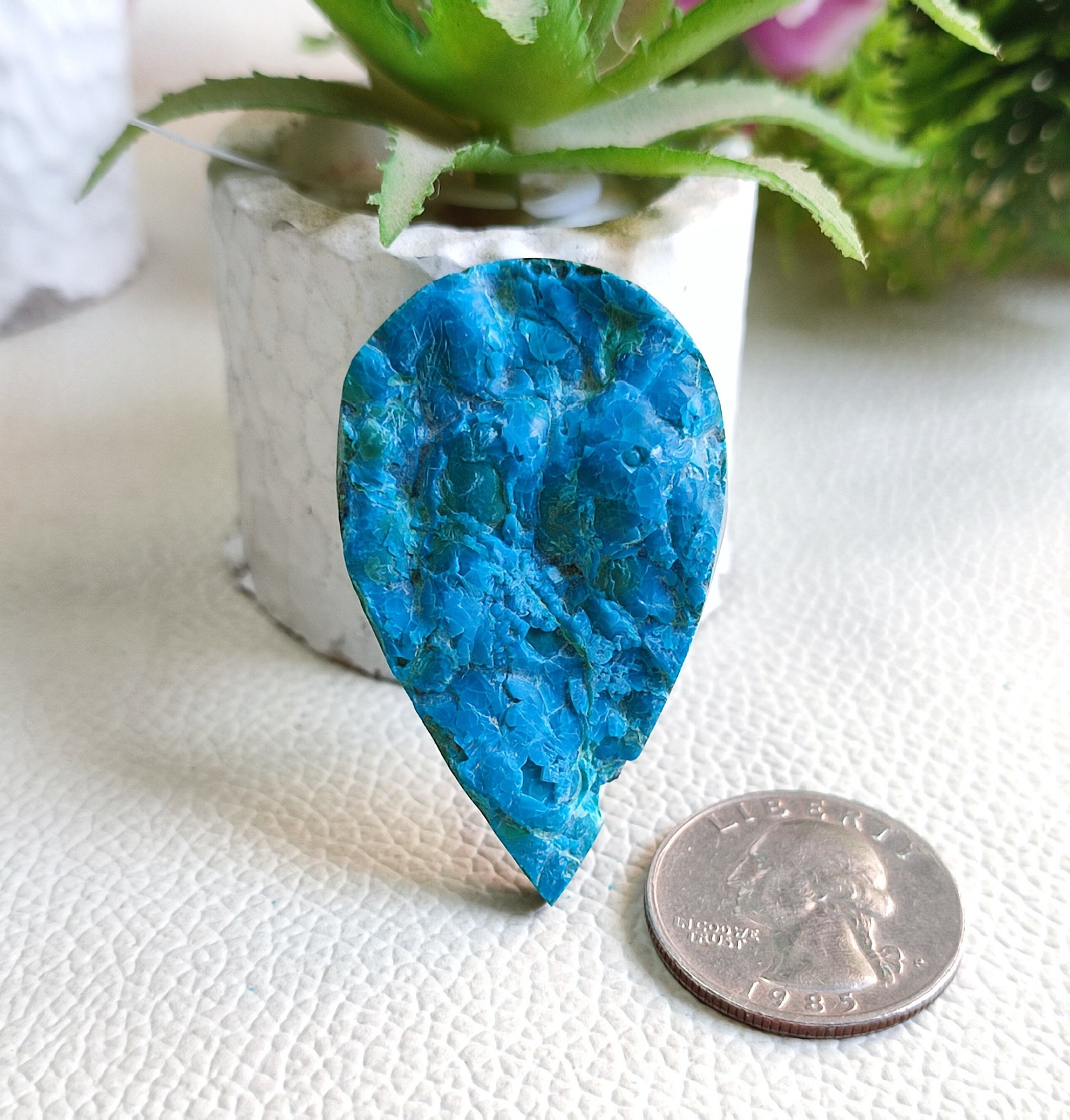 Beautiful Pear Shape Natural&genuine Chrysocolla With Dendritic ...