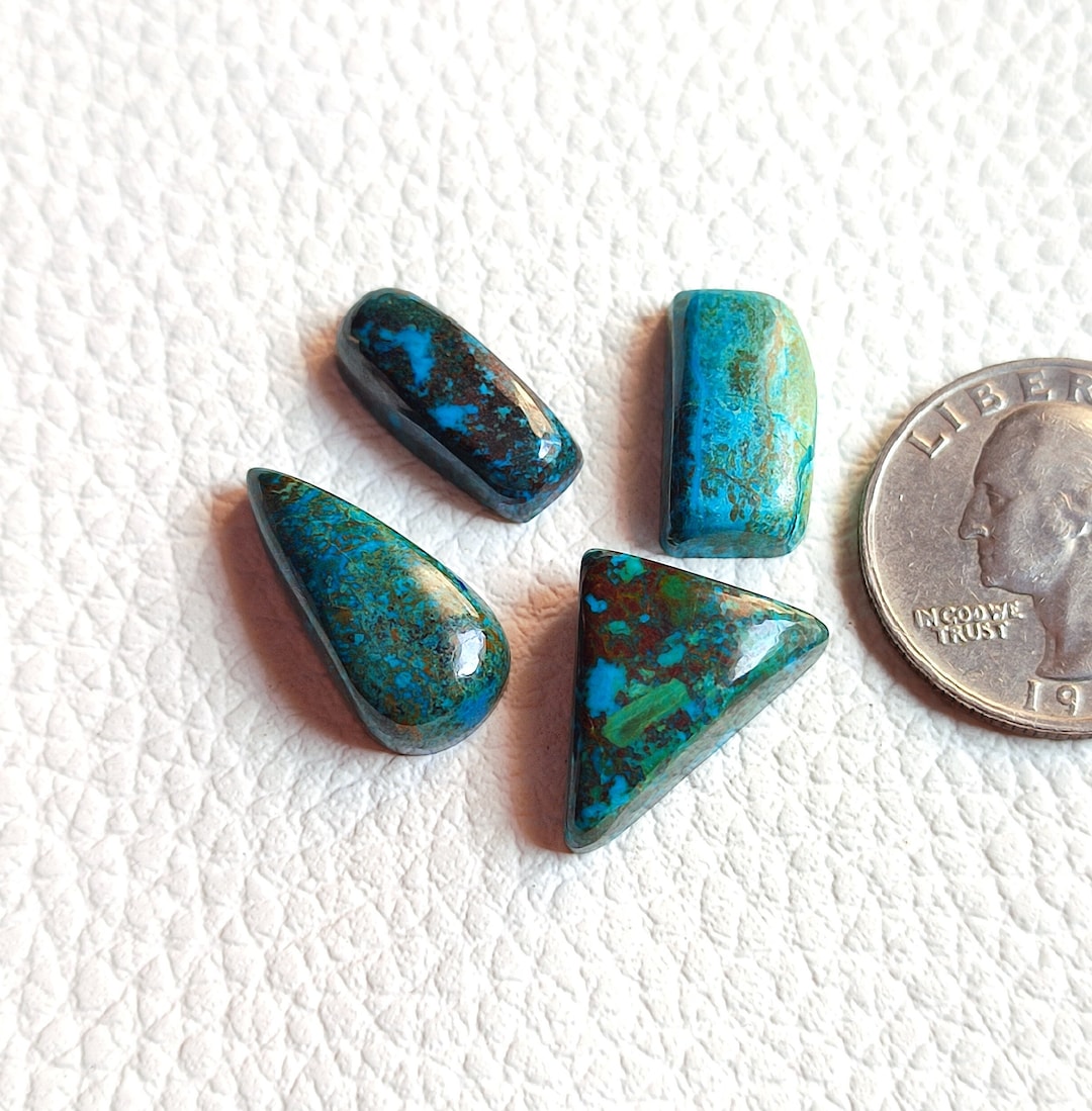 Rare Natural Chrysocolla Azurite Cabochon Gemstone Lot, for Making ...