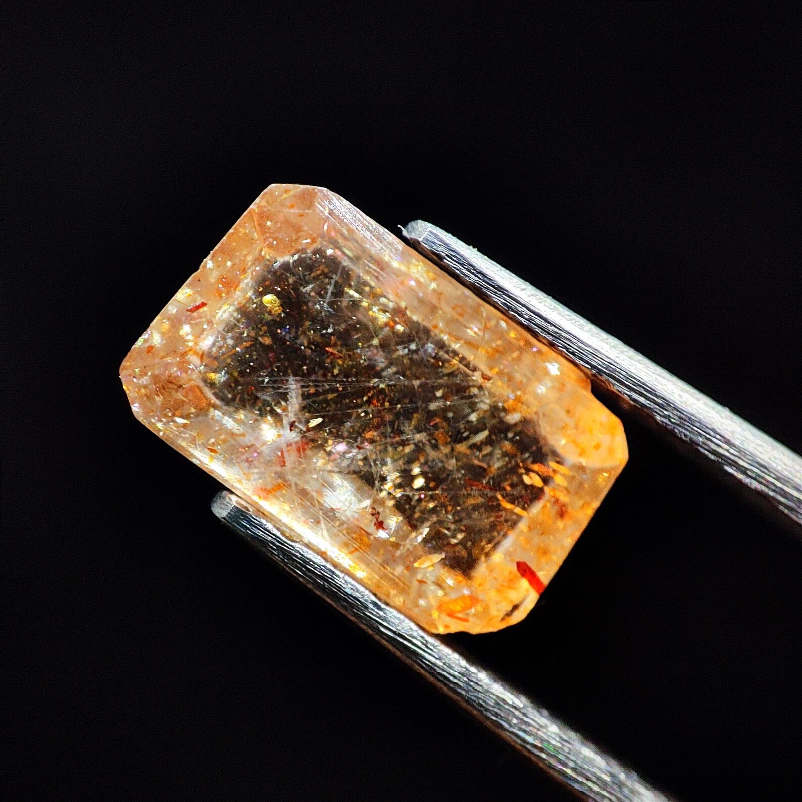 1.45 Cts Very Rare Tiny Confetti Sunstone, Copper Inclusion, Rectangle ...