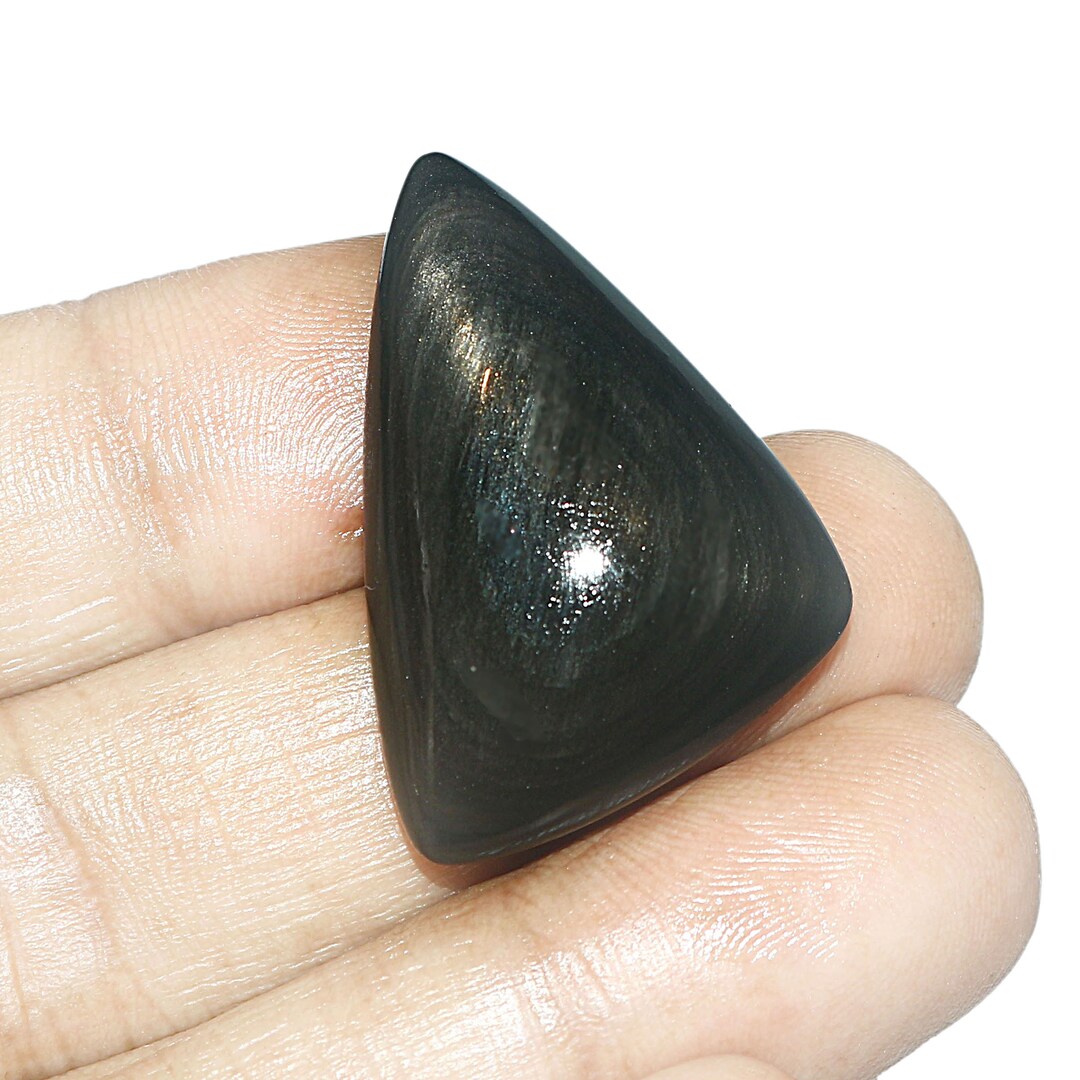 01 Pcs Flashy Natural Black Rainbow Obsidian Cabochon Gemstone Fancy ...