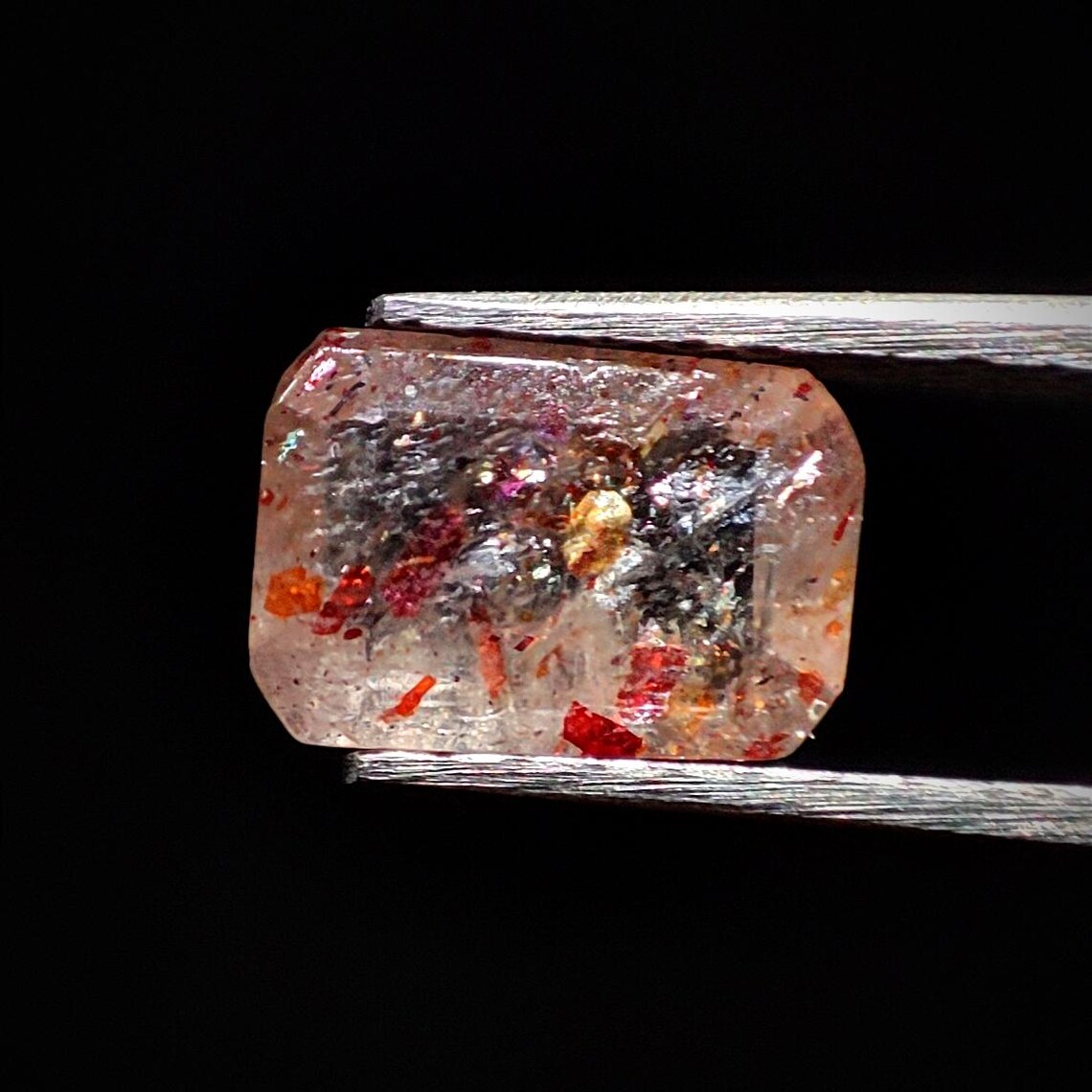 1.45 Cts Very Rare Tiny Confetti Sunstone, Copper Inclusion, Rectangle ...