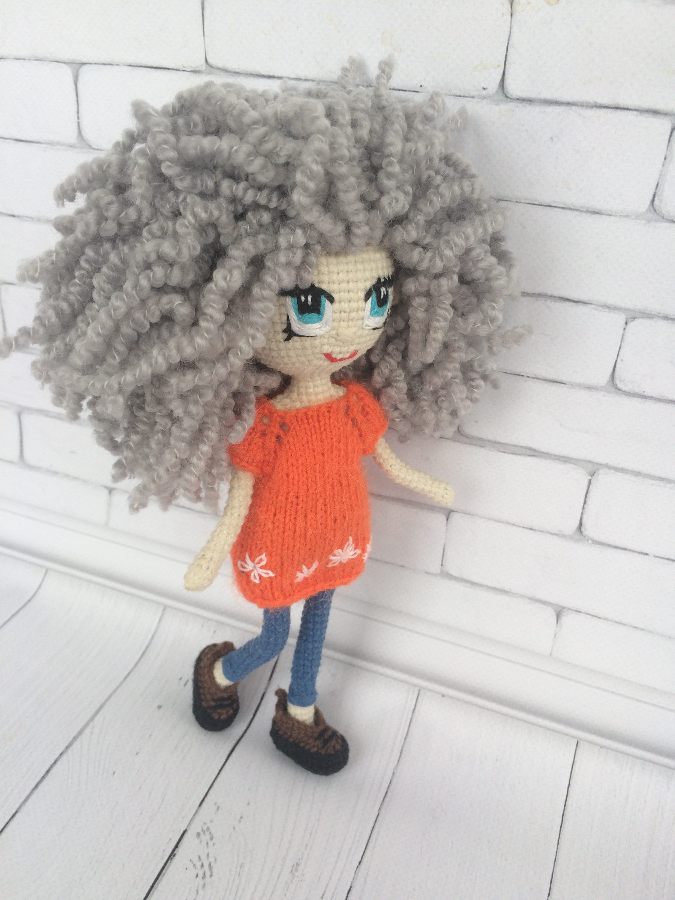 Häkelpuppe mit Locken. Amigurumi für Baby. Häkelgeschenk für | Etsy