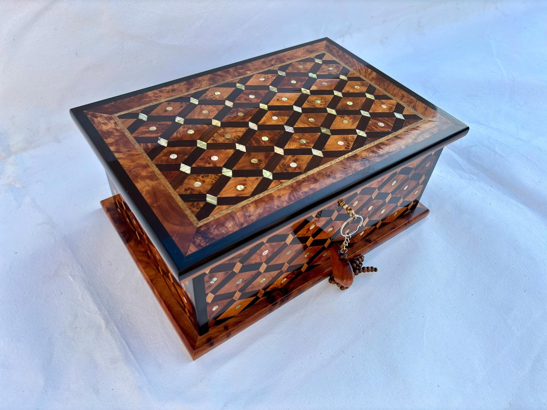 12"×8" Large Wooden Jewelry Box With Mirror,large Jewelry Box With Two ...