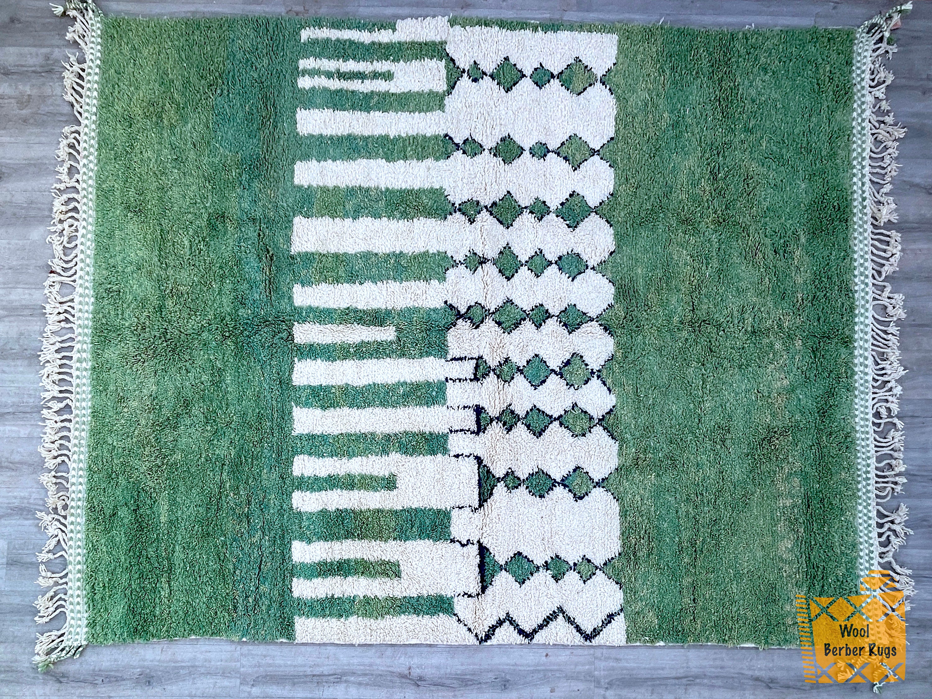 Costum Moroccan Green Rug , New Berber Design Hand-knotted Moroccan Rug ...