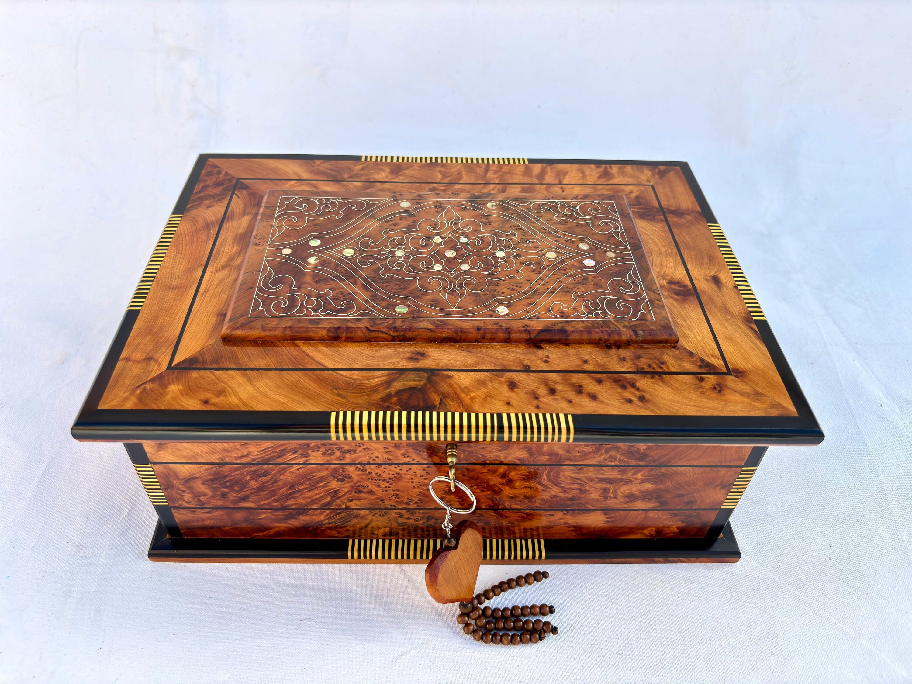 13"×9" Large Wooden Jewelry Box With Mirror,large Jewelry Box With Two ...