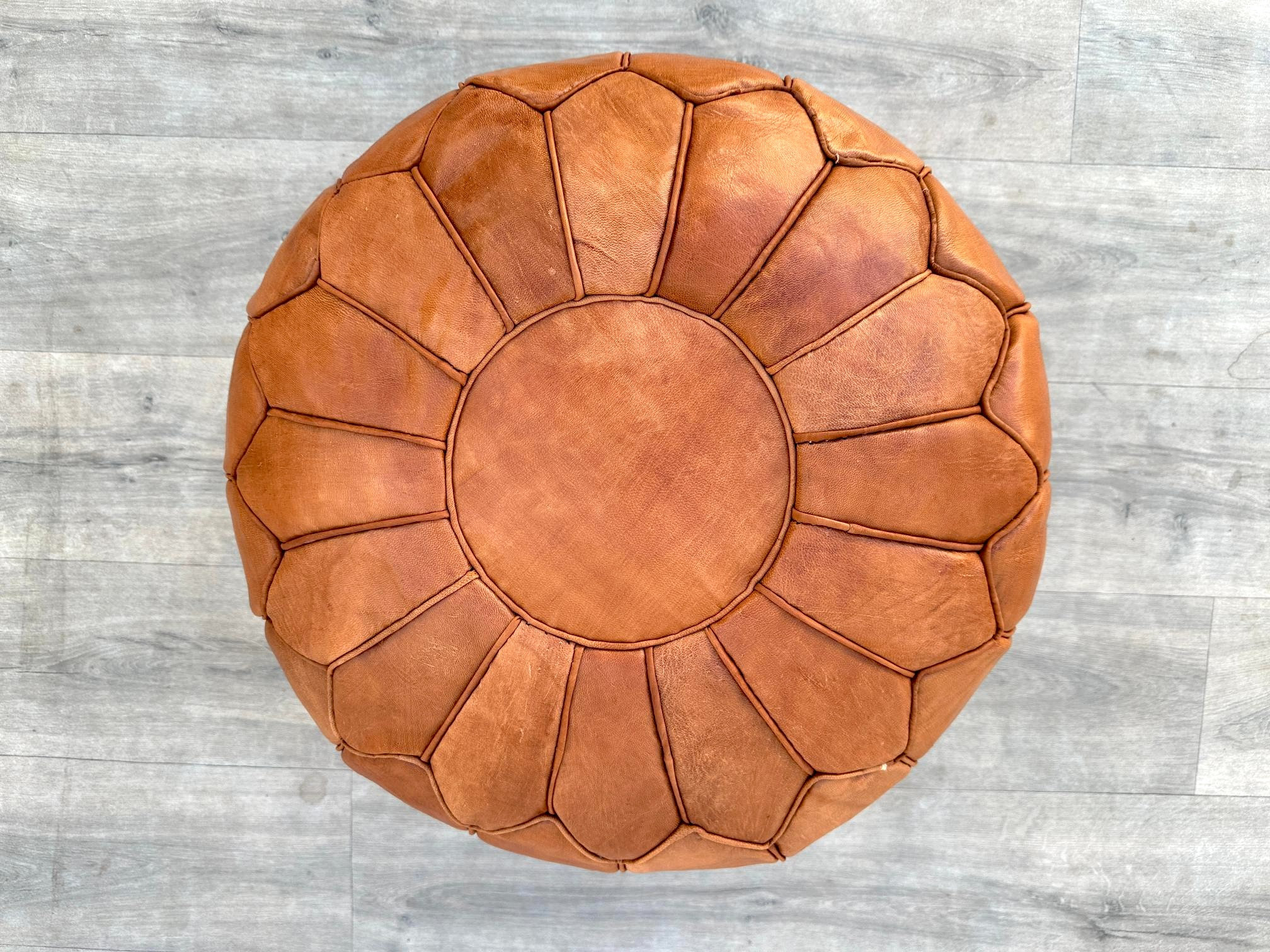 Authentic Moroccan Leather Pouf, Round Moroccan Ottoman Pouf , Moroccan ...