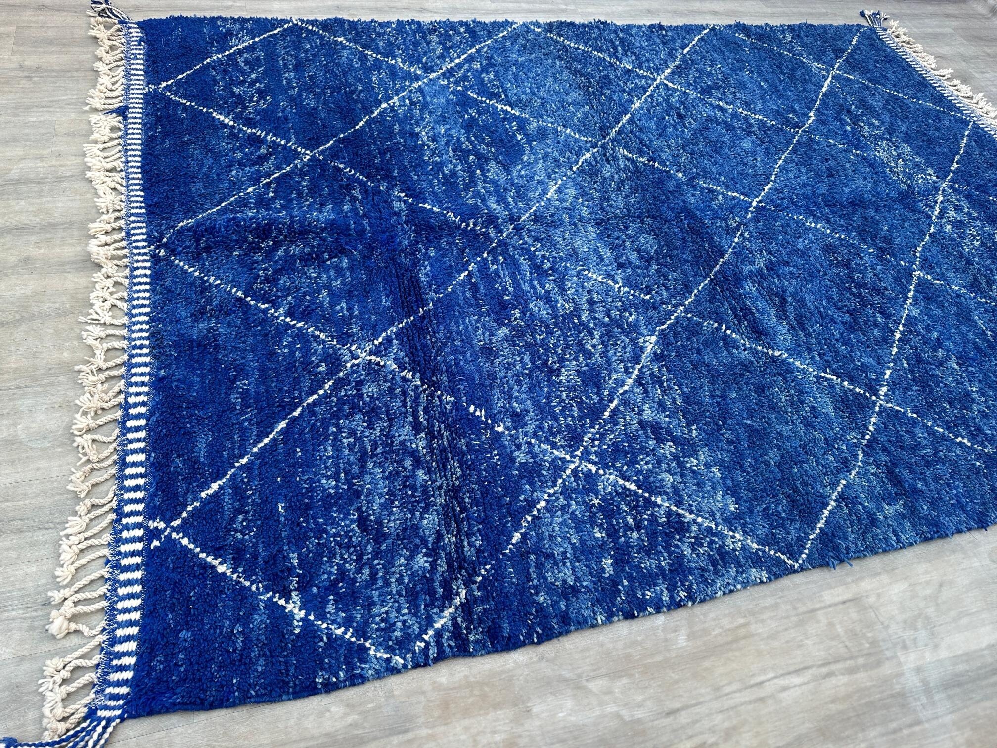 Moroccan Rug Blue 8.4 FT X 12.1 FT Custom Moroccan Rug 8x12 Ft Beni ...