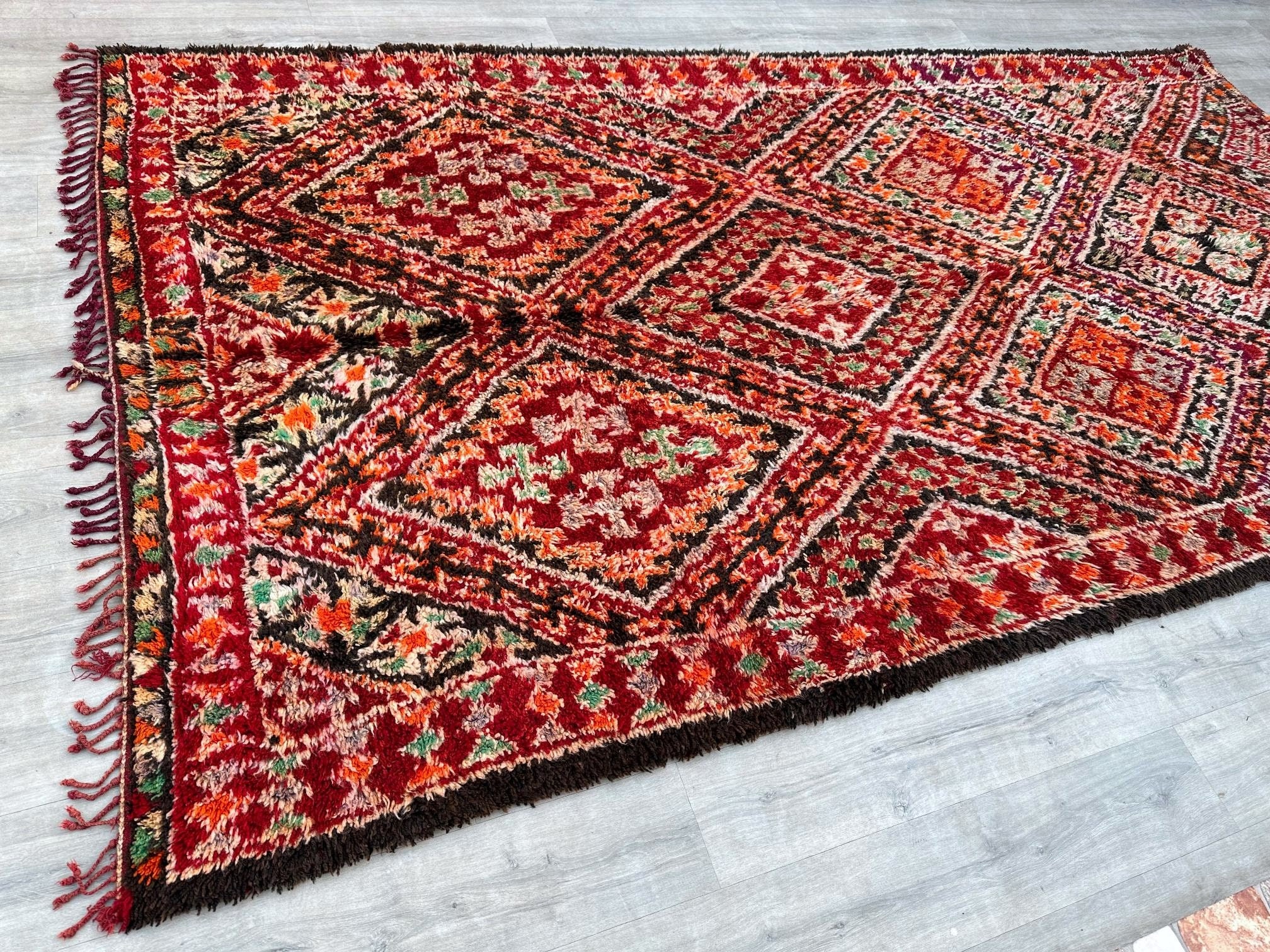 Lovely Moroccan Boujad Rug 6x12 Moroccan Woolen Rug Handmade Berber Rug ...
