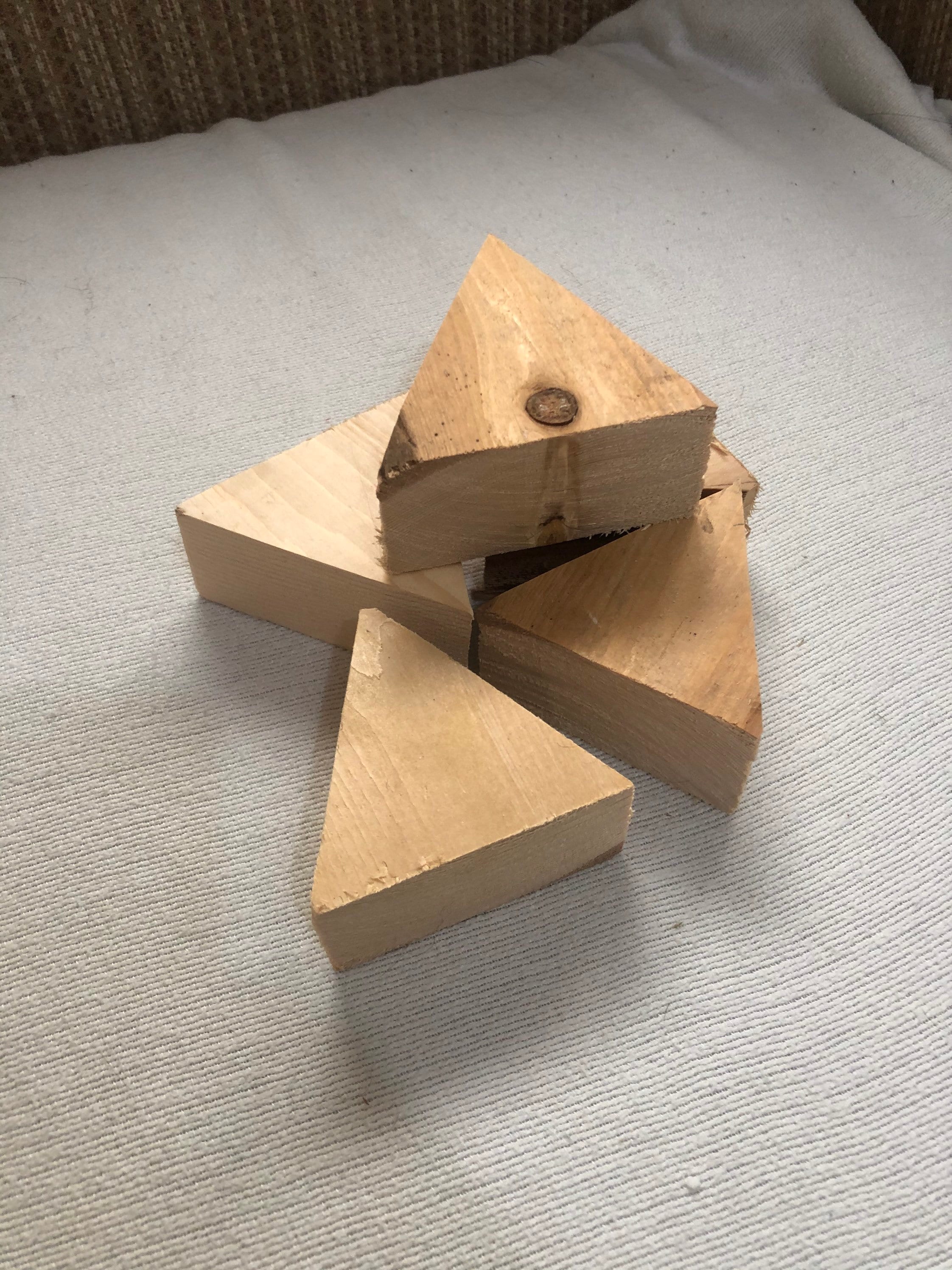 Wood Triangular Blocks up Cycled - Approximate Size 3.5x3.5x1.5 Inches ...