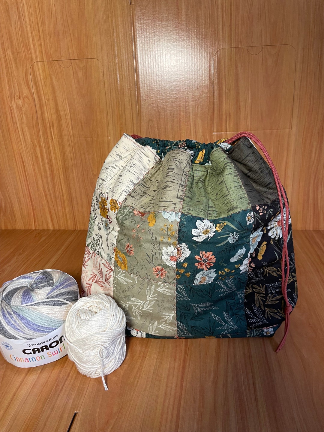 Knitting Project Bag. Project Bag. Drawstring Bag. Yarn Project Bag ...