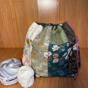 Knitting Project Bag. Project Bag. Drawstring Bag. Yarn Project Bag ...