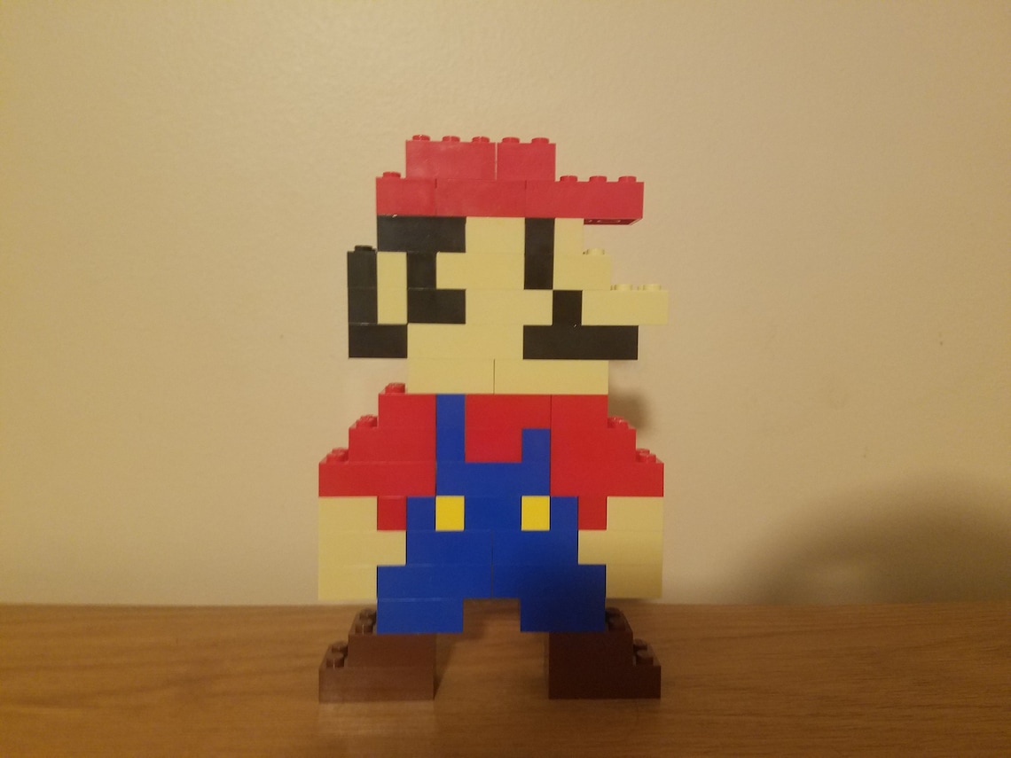 Lego 8 bit Mario Custom build. 61 bricks. Nintendo Super | Etsy