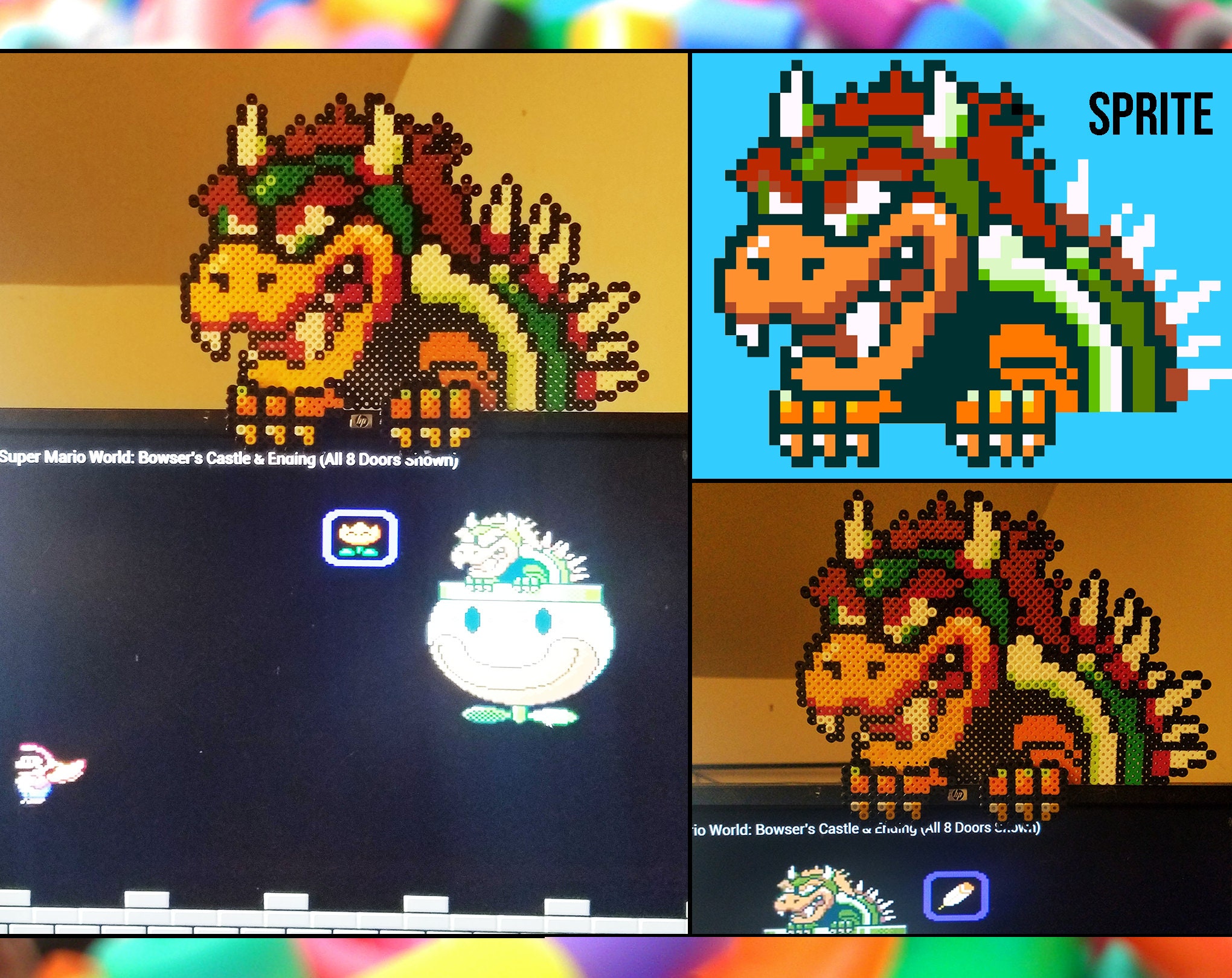 Bowser peeking Super Mario World 3D pixel art Peekaboo | Etsy