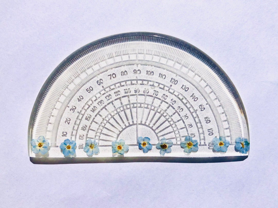 Handmade Resin Protractor Ruler With Real Dried Flowers - Etsy