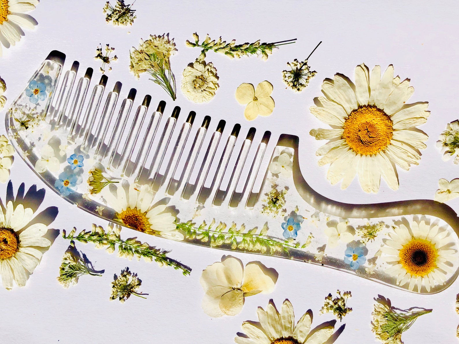 Handmade Decorative Resin Hair Comb With Real Dried Handpicked - Etsy
