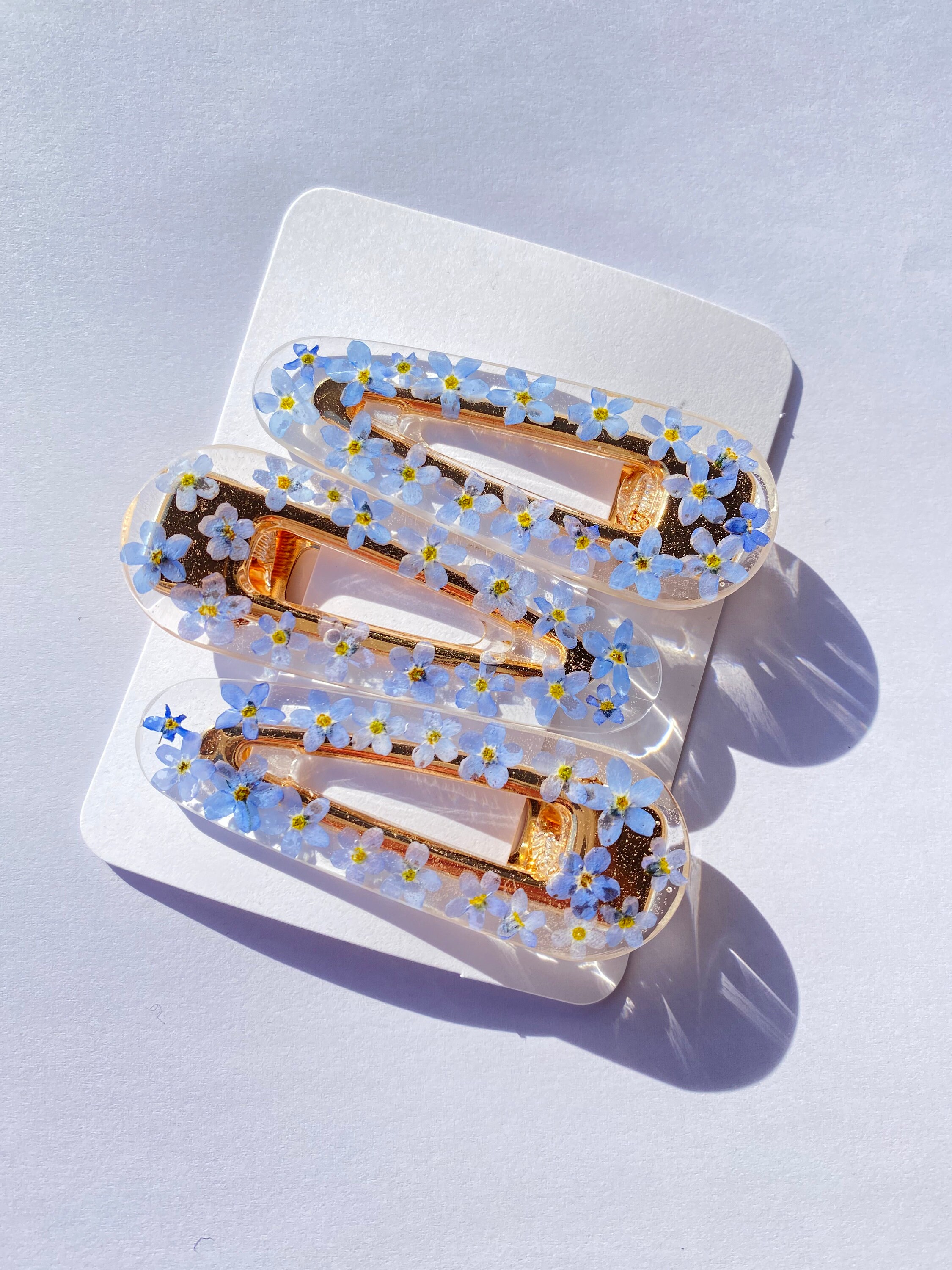 Handmade resin hair clips Resin hairclips Forget-me-not | Etsy