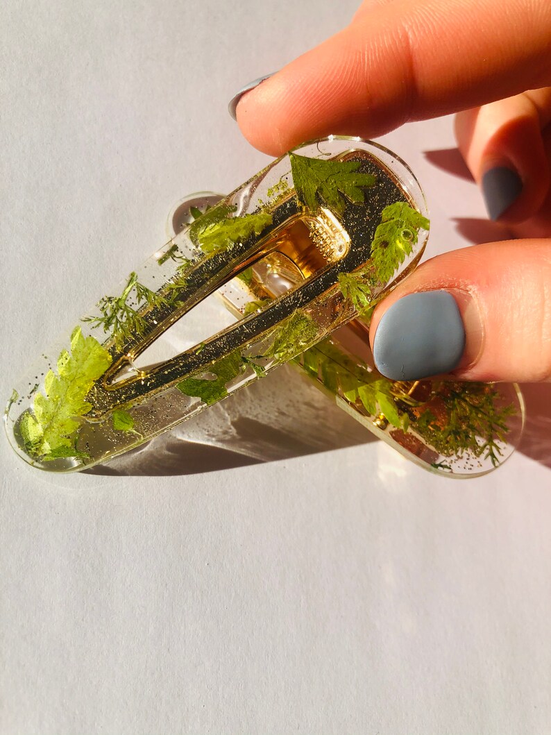 Handmade Resin Hair Clips With Real Handpicked Dried Flowers | Etsy