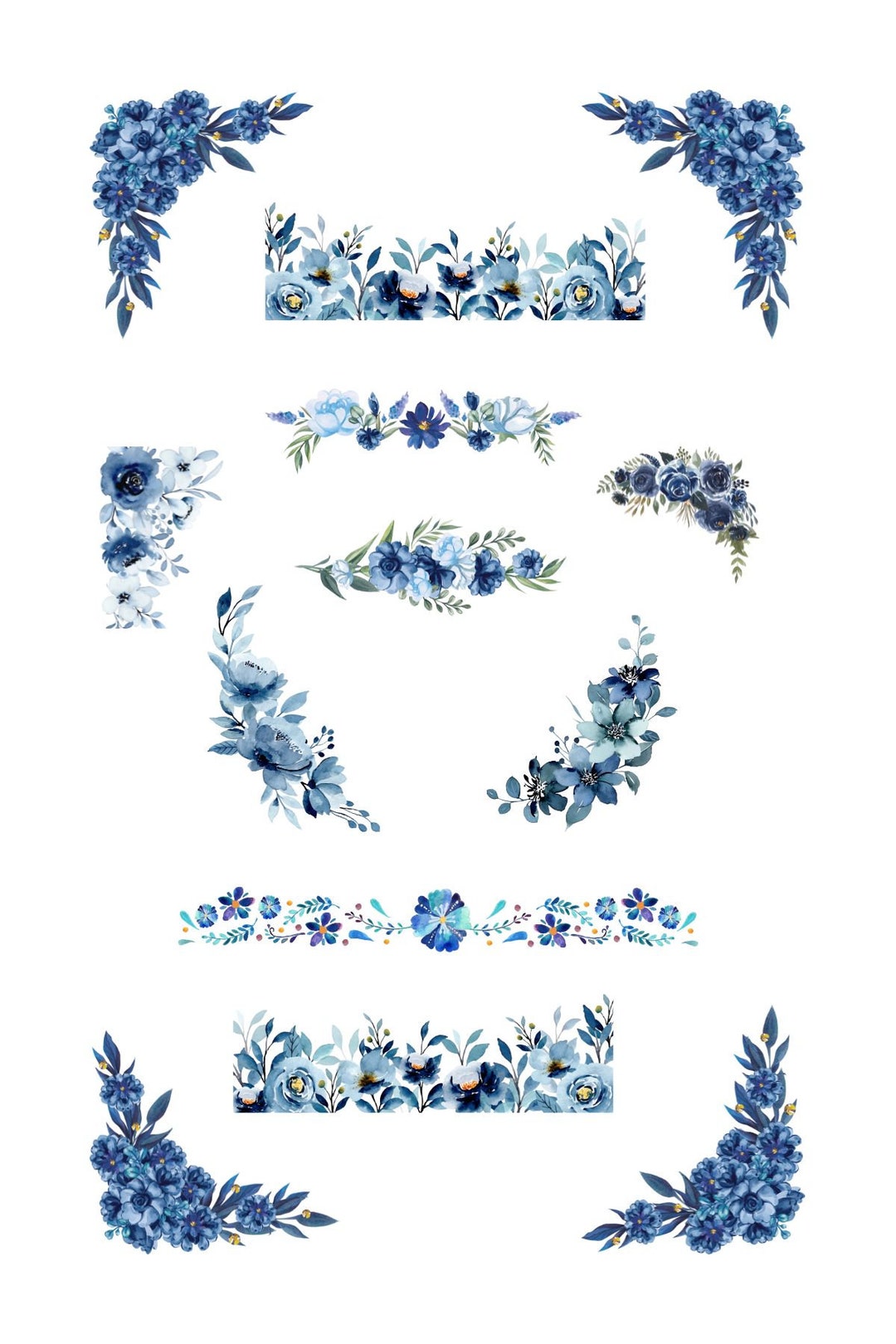 Blue Floral Stickers - Etsy