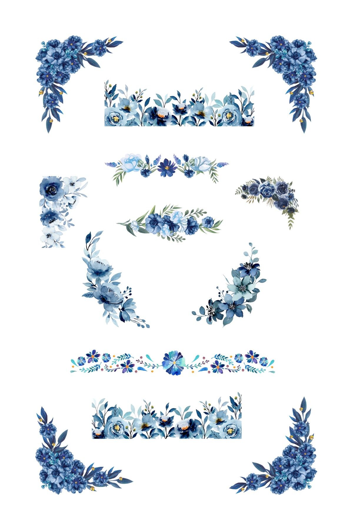 Blue Floral Stickers - Etsy