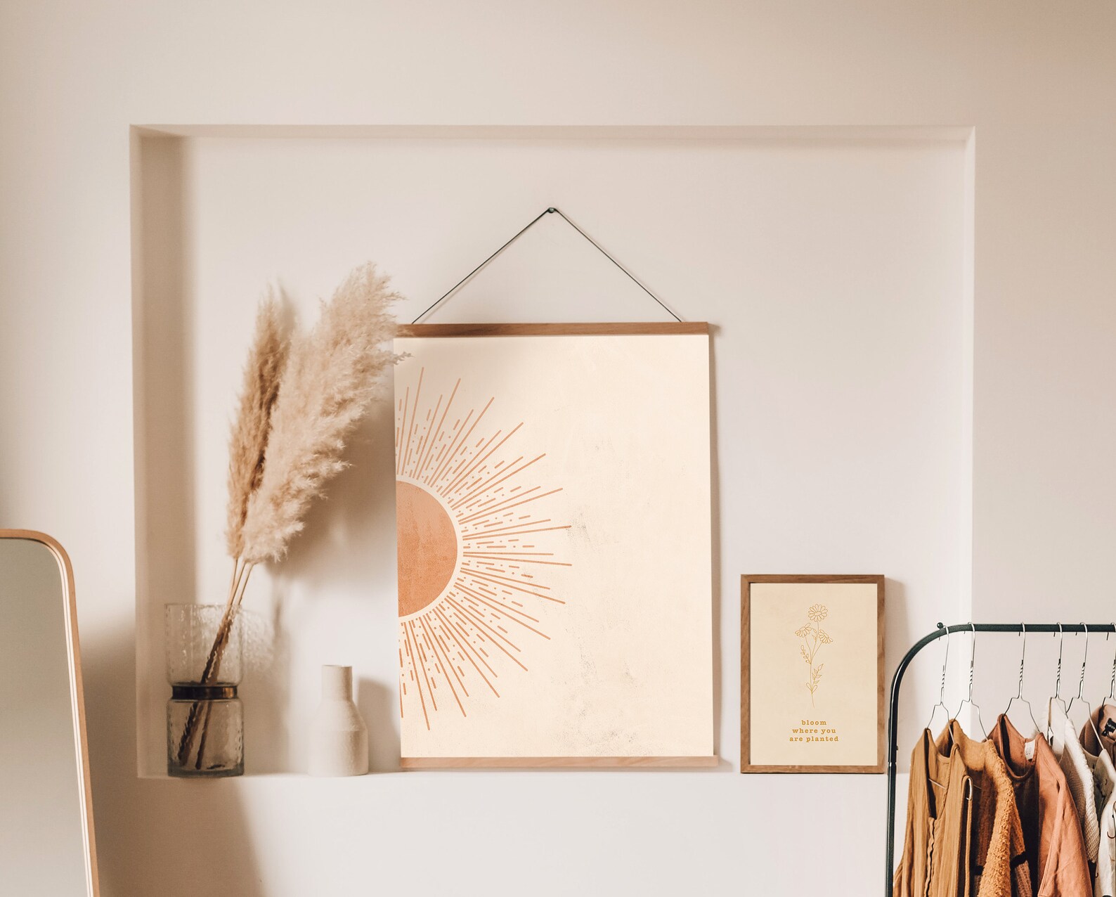 Half Sun Art Print Abstract Sunburst Wall Art Minimalist | Etsy