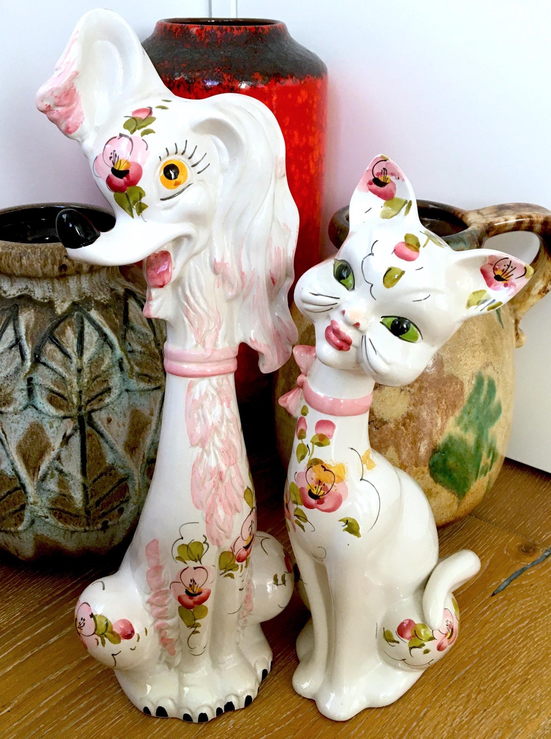 VERY RARE 60s Italian Large Long Neck Anthropomorphic Ceramic Statues ...