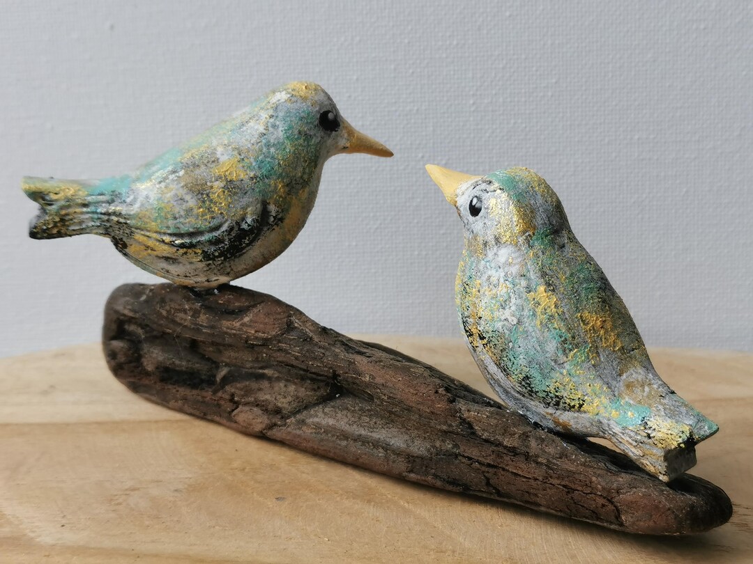 Bird Pair Handmade Modeling Clay Driftwood - Etsy