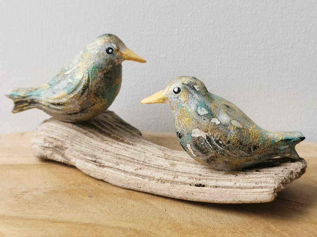 Bird Pair Handmade Modeling Clay Driftwood - Etsy