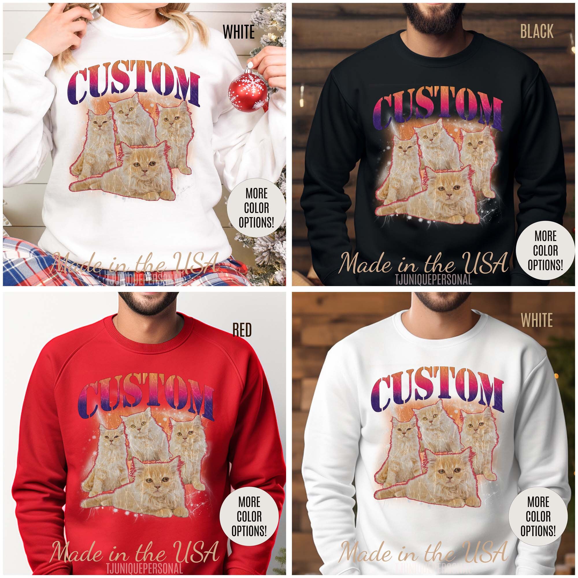 Retro Custom Cat Bootleg Tee, Custom Cat Sweatshirt, Custom Cat Lover ...