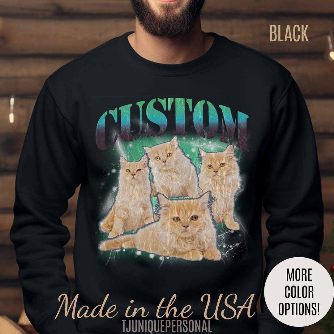 Retro Custom Cat Bootleg Tee, Custom Cat Sweatshirt, Custom Cat Lover ...