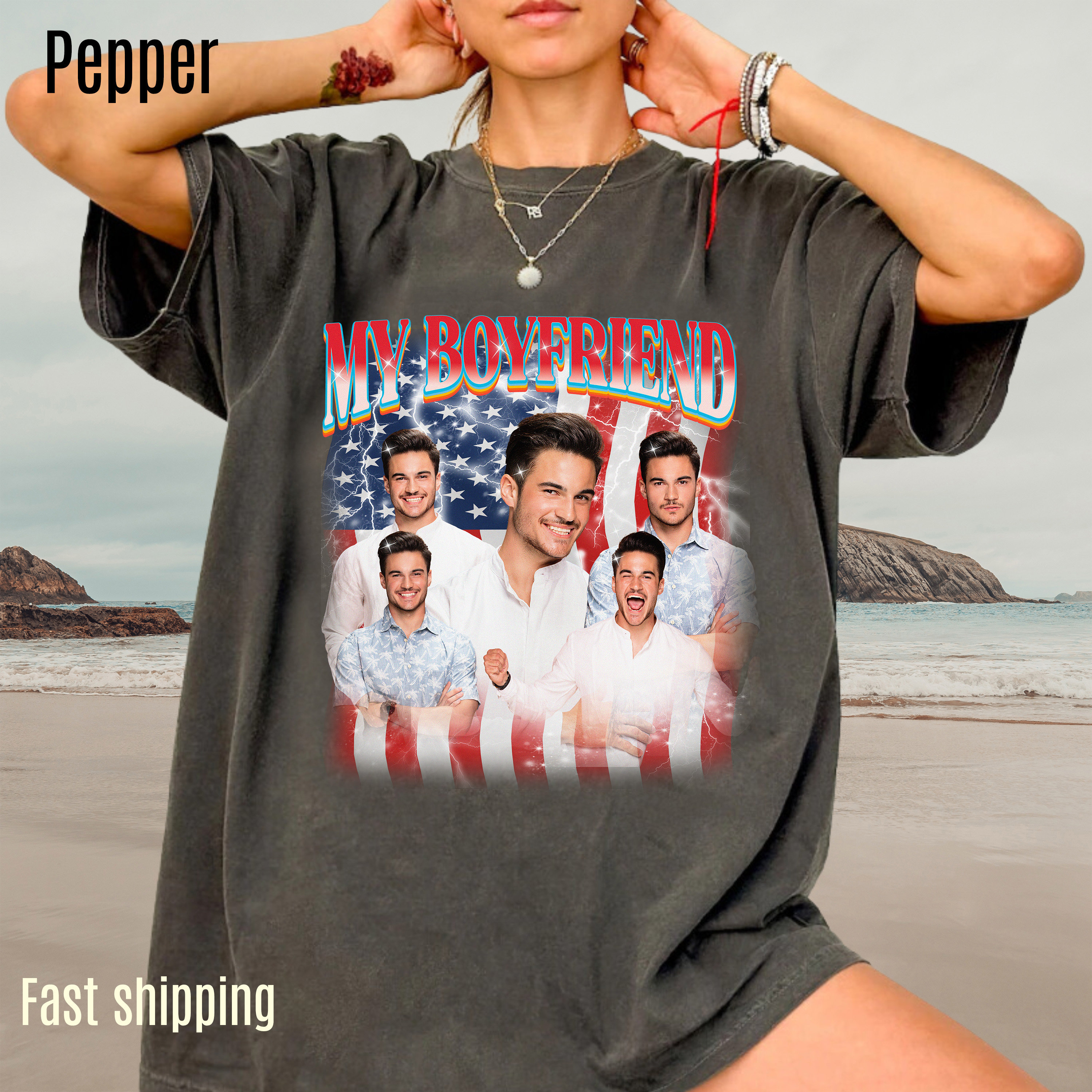 Shirt With Boyfriend Face, Custom Boyfriend Shirt, Graphic Wife Husband ...