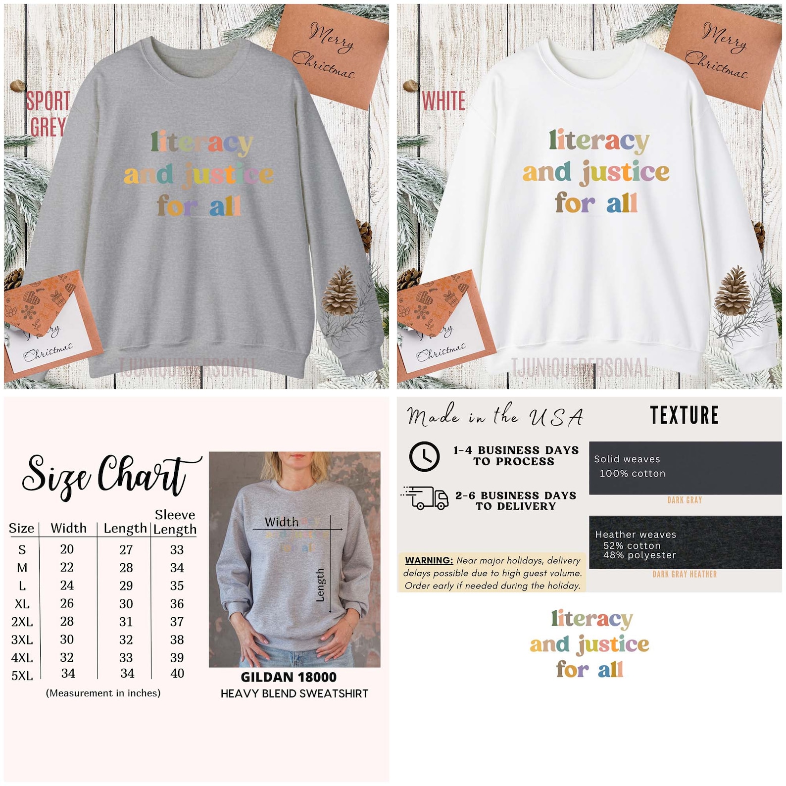 Literacy and Justice for All Sweatshirt, Literacy Teacher Sweatshirt ...