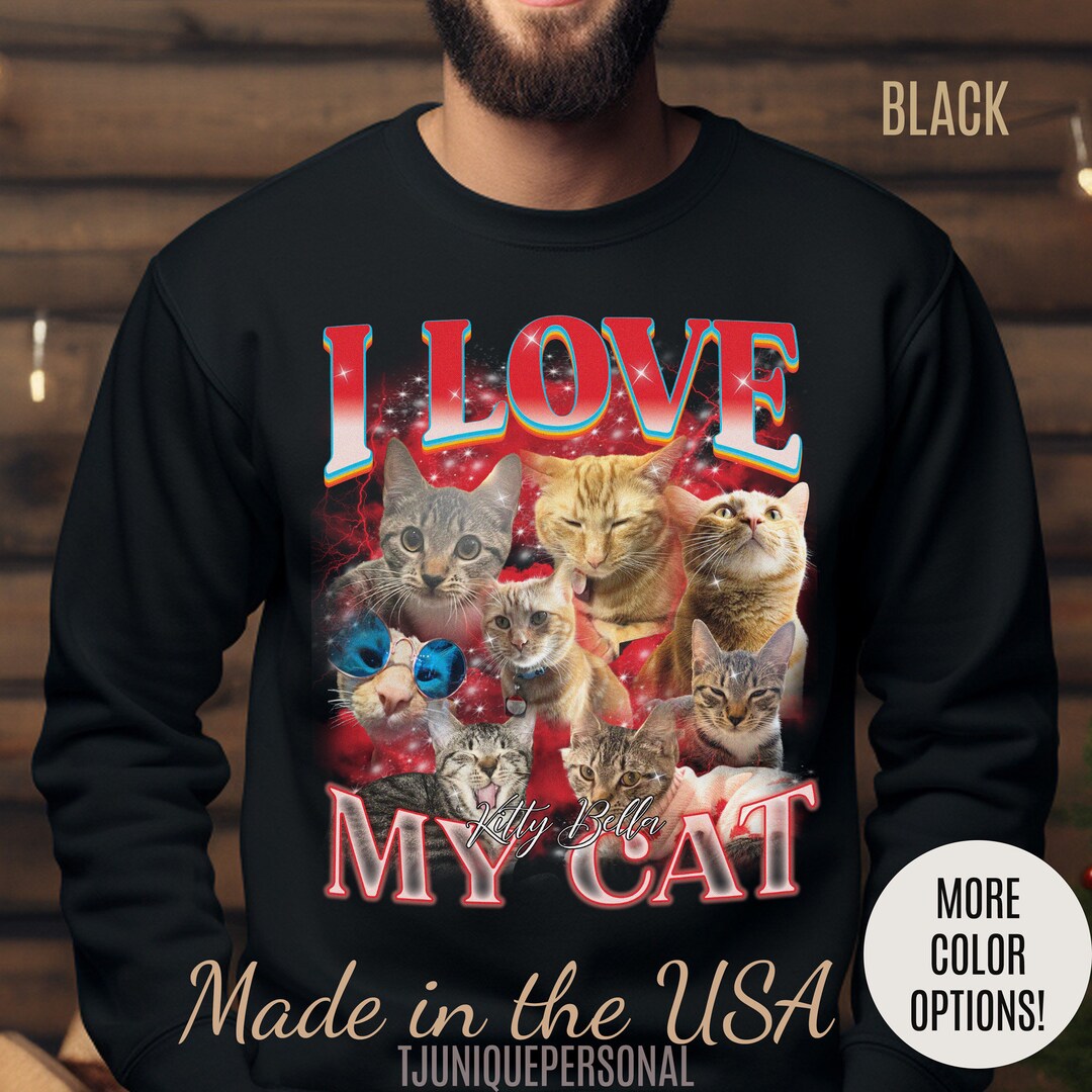 I Love My Cat Bootleg Rap Tee, Bootleg Rap Tee Dog, Custom Cat ...